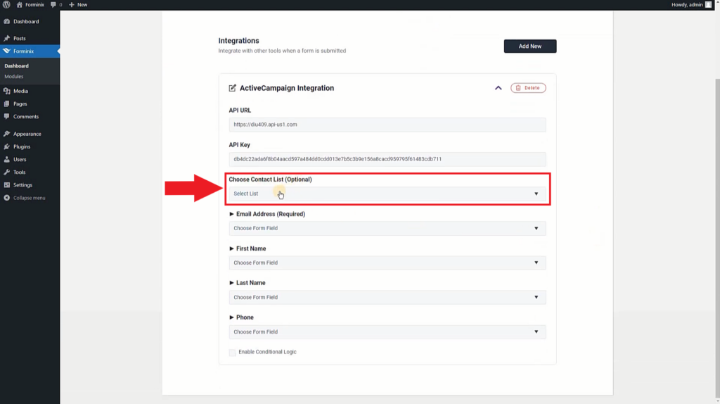 How To Connect Activecampaign With Wordpress Form Forminix