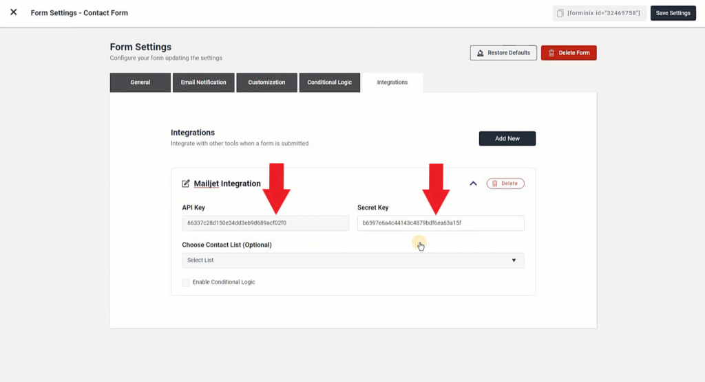 How To Connect Mailjet With Wordpress Form Forminix